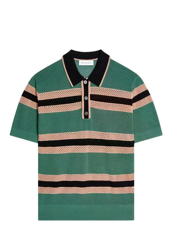 Dries Van Noten Striped Polo Shirt - Green