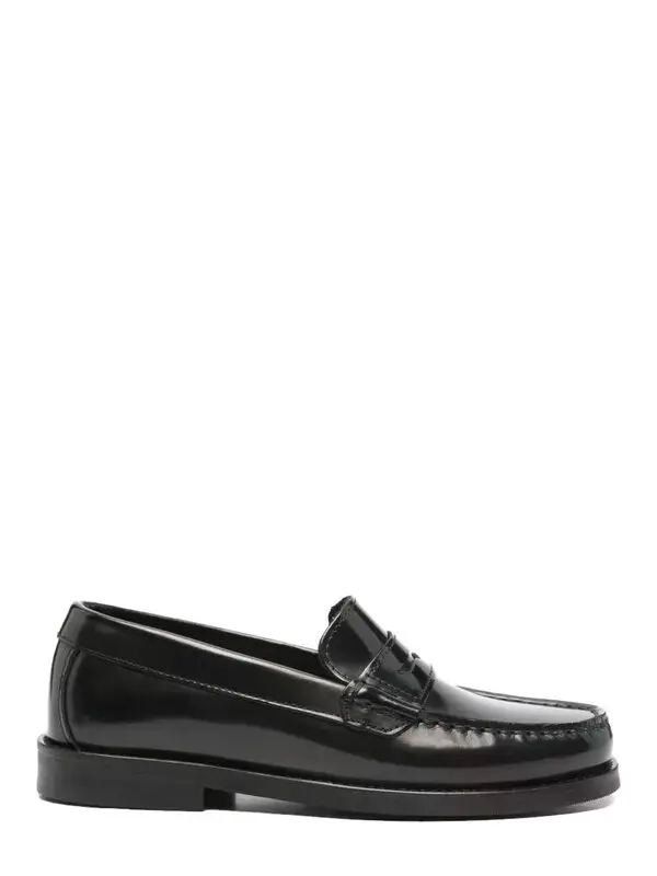 VINNY'S Frankie Leather Penny Loafers - Black