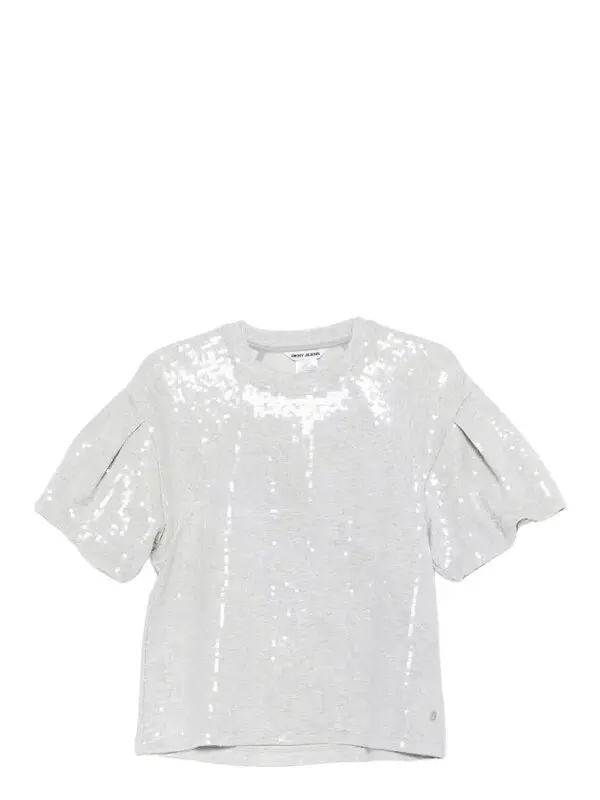 Dkny Sequin Puff-sleeve T-shirt - Grey