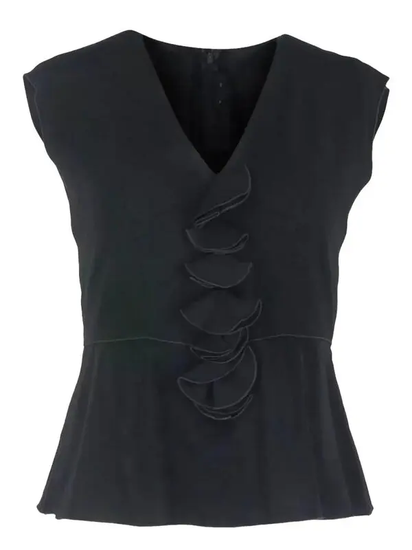 Marc Jacobs Vintage Ruffled V-neck Blouse - Black
