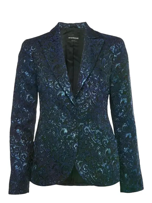 Emporio Armani Jacquard Peak-lapel Blazer - Blue