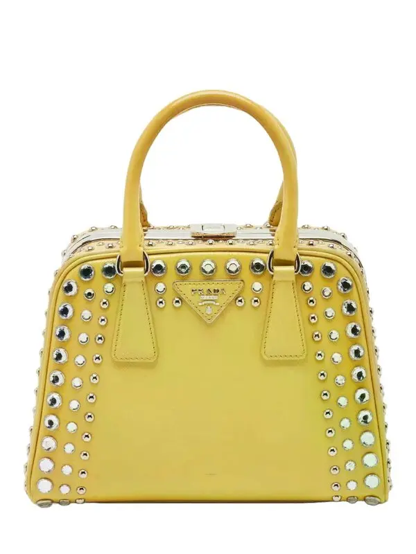 Prada Studded Leather Tote Bag - Yellow