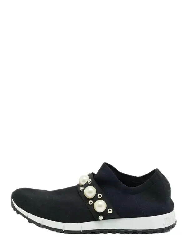 JIMMY CHOO Verona Faux-pearl Studded Slip-on Sneakers - Black