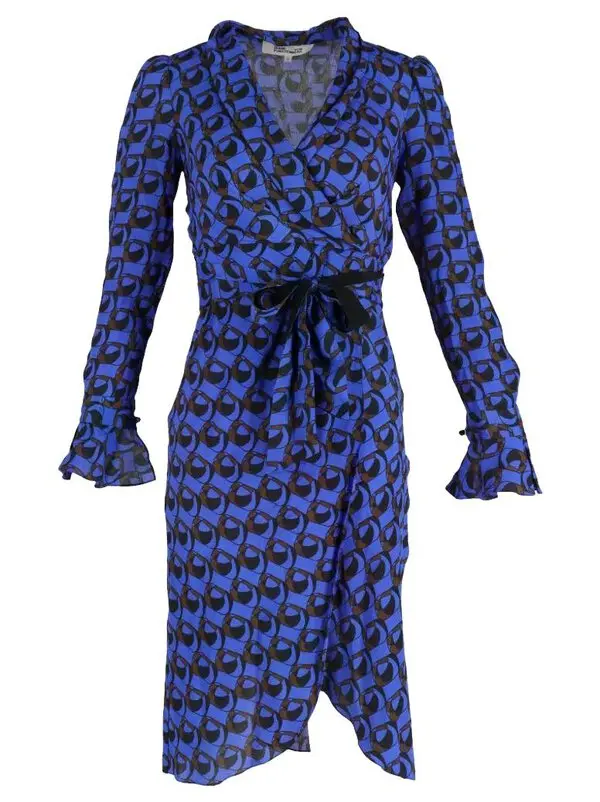 Diane Von Furstenberg Vintage Printed Wrap-effect Midi Dress - Blue