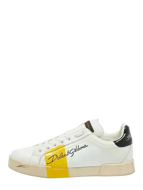 Dolce & Gabbana Portofino Leather Sneakers - White