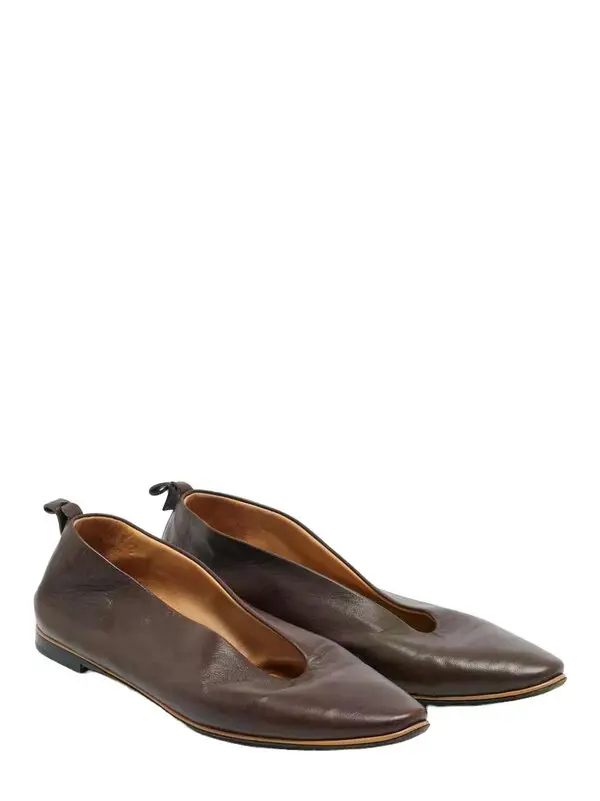 Bottega Veneta Almond Leather Ballet Flats - Brown