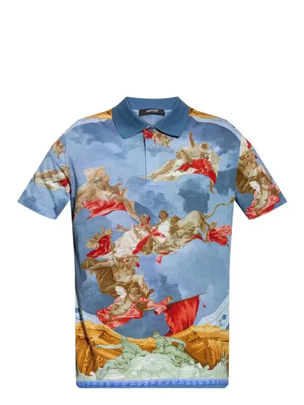 Versace Printed Polo Shirt - Blue