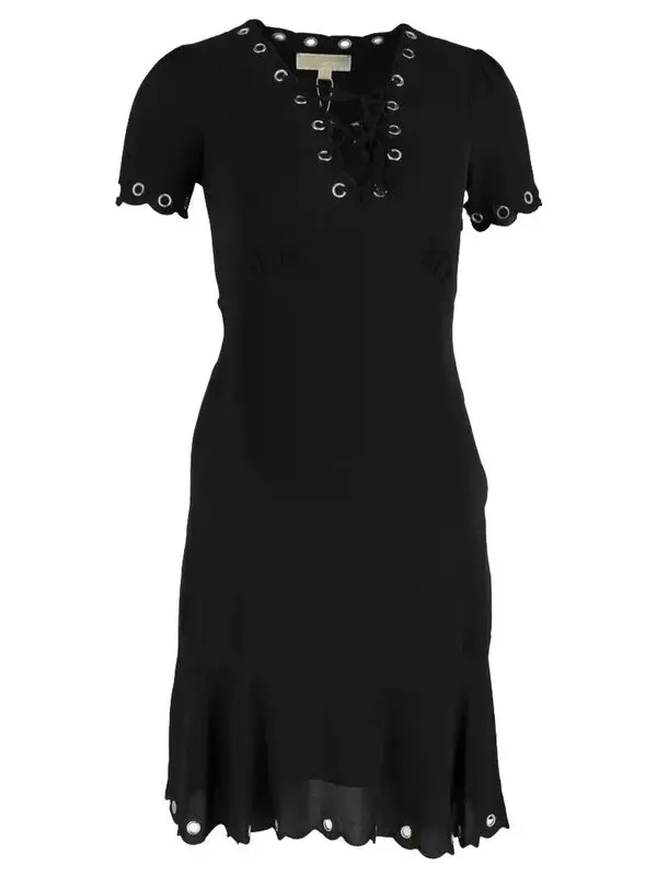 Michael Kors Vintage Eyelet-detail Lace-up Dress - Black