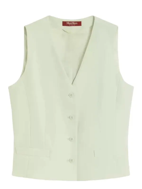 Max Mara V-neck Button Gilet - Green