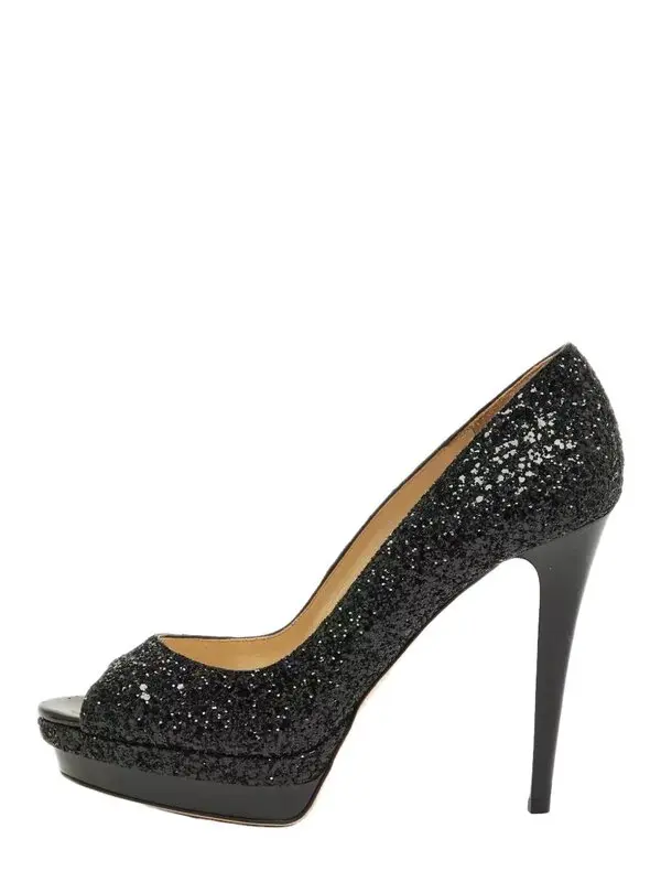 JIMMY CHOO Luna Glitter Platform Pumps - Black