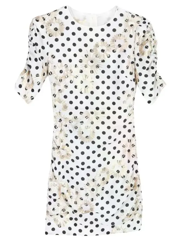 Maje Razula Sequin Polka-dot Mini Dress - White