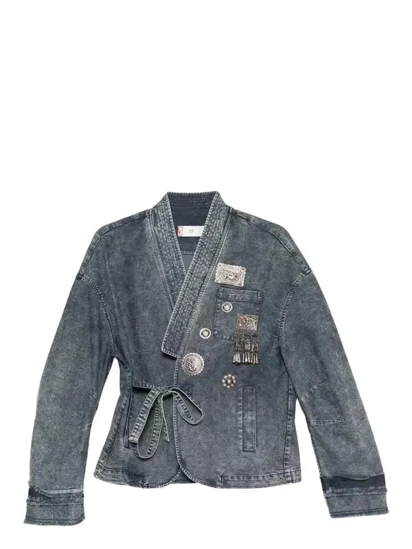 HUI MILANO Salice Tie Embellished Jacket - Blue