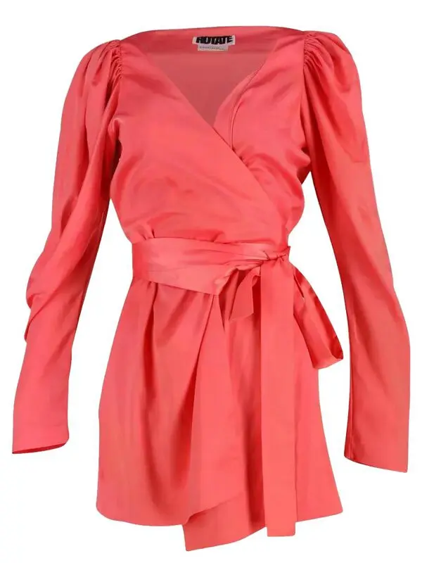 Remain Birger Christensen Puff-sleeve Wrap Mini Dress - Pink