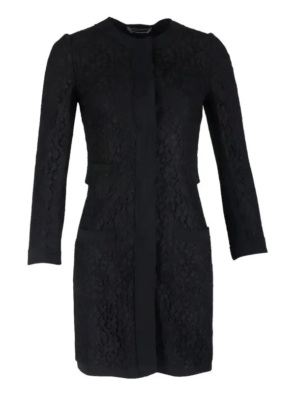 Dolce & Gabbana Lace Collarless Coat - Black