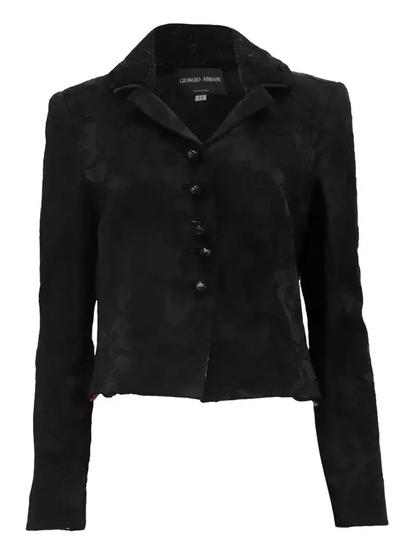 Giorgio Armani Brocade Single-breasted Blazer - Black