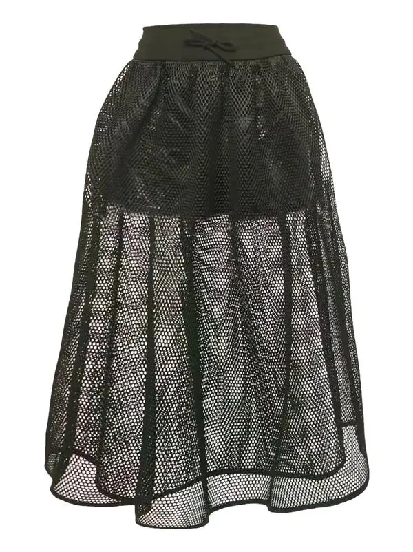 Dior Mesh Drawstring Midi Skirt - Black