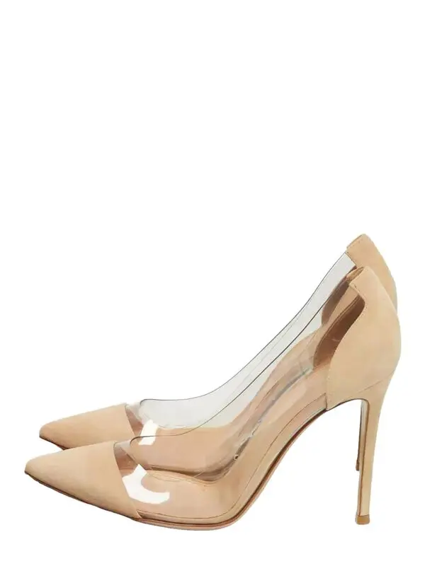 GIANVITO ROSSI Plexi Pointed Leather Pumps - Neutrals
