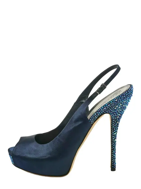 Gucci Peep-toe Slingback Platform Pumps - Blue