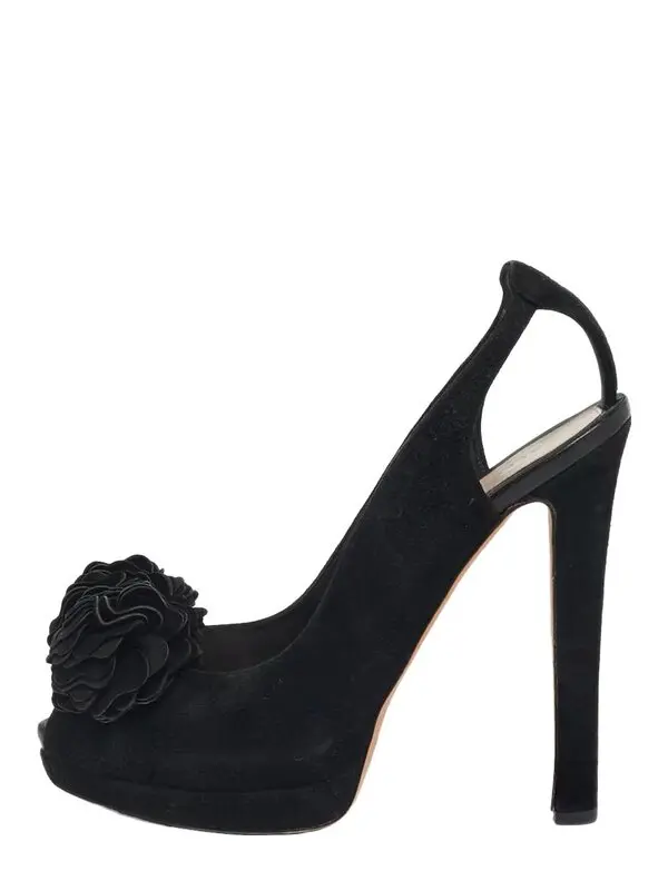Alexander McQueen Floral Slingback Sandals - Black