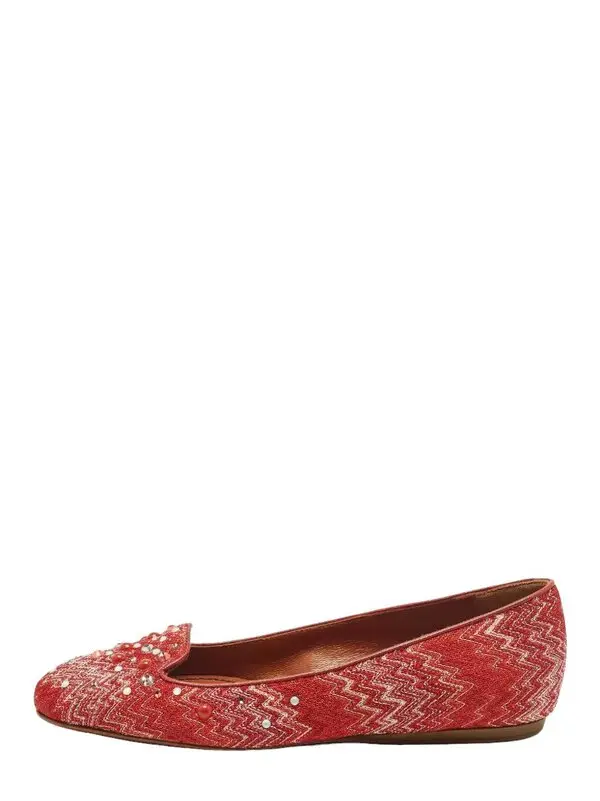 Missoni Zigzag-embroidered Ballerina Flats - Red