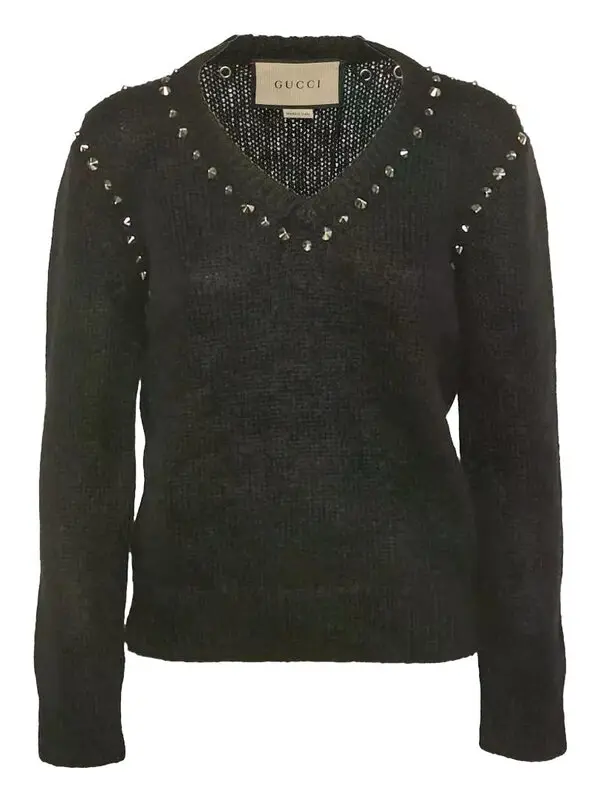 Gucci Studded V-neck Sweater - Black