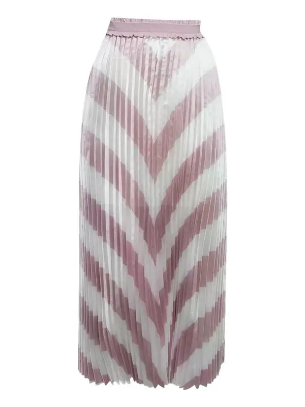Maje Plisse Stripe Maxi Skirt - White