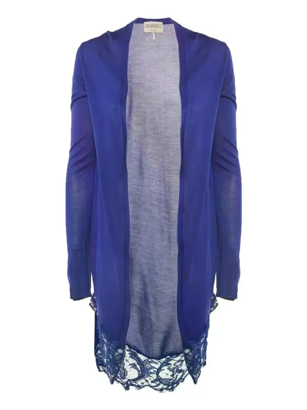Emilio Pucci Lace-trim Knit Cardigan - Blue