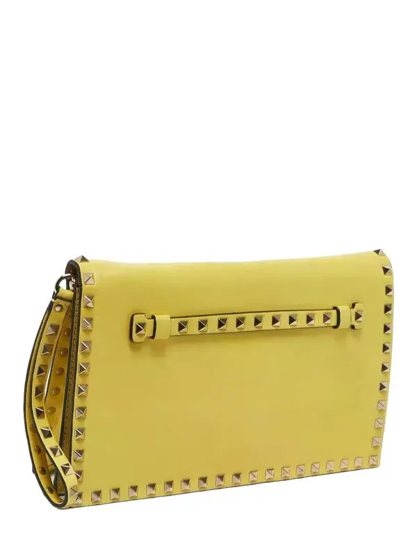Valentino Garavani Rockstud Leather Clutch - Yellow