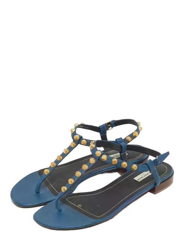 Balenciaga Arena Studs Leather Sandals - Blue