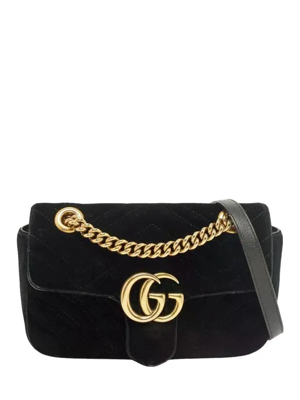 Gucci Gg Marmont Matelassé Flap Shoulder Bag - Black