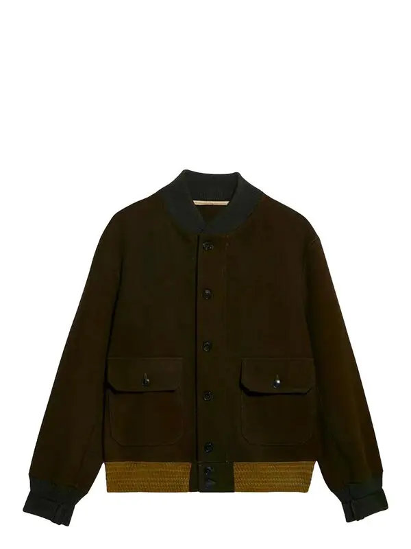 FORTELA Button Bomber Jacket - Brown