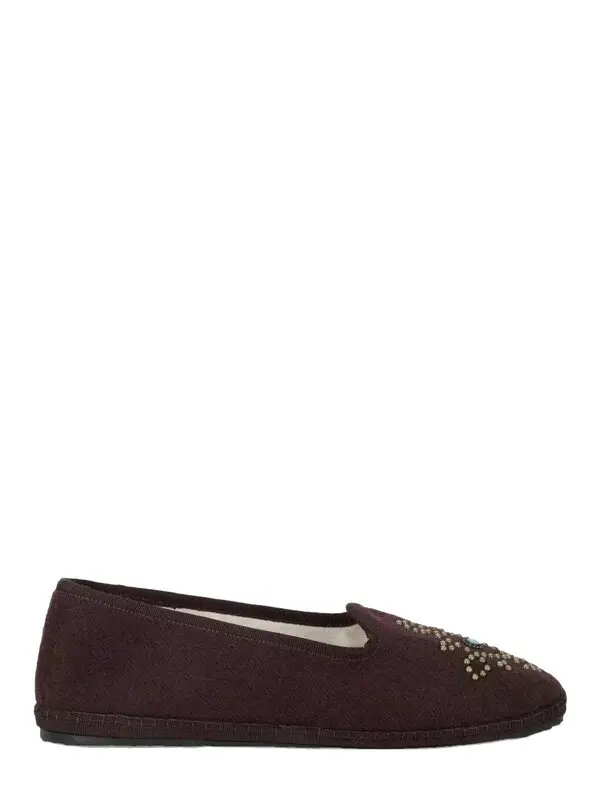 FORTELA Brass-studded Wool Slippers - Brown