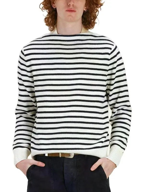 FORTELA Striped Crewneck Sweater - Neutrals