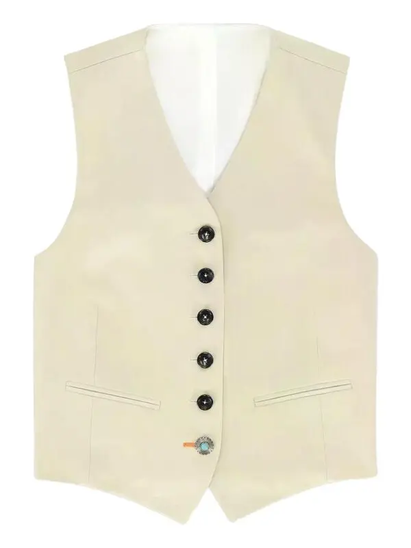 FORTELA Demi Button Satin Waistcoat - Neutrals