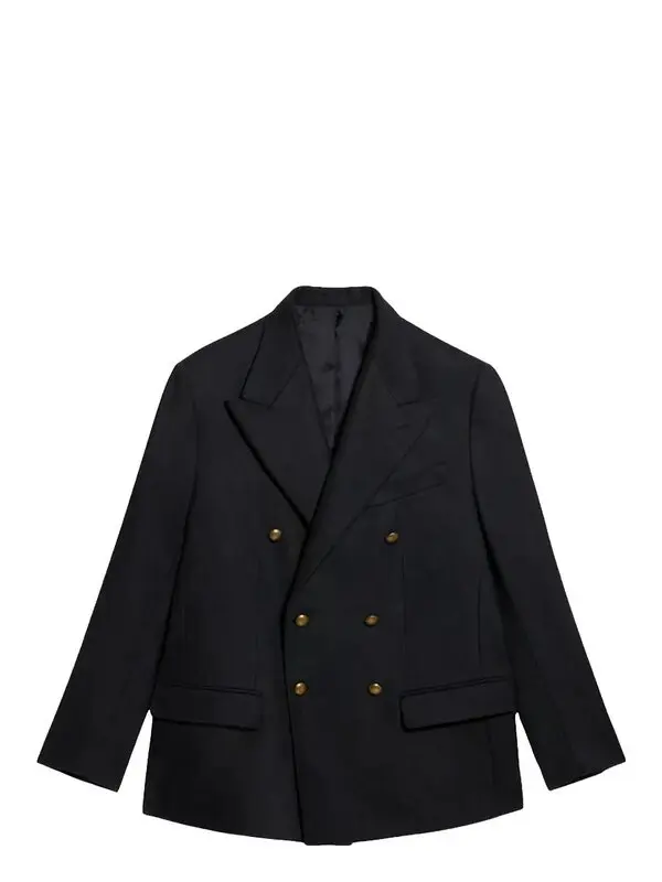 FORTELA Double-breasted Flap Pocket Blazer - Black