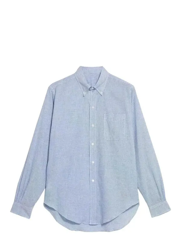 FORTELA King Micro-check Chest-pocket Shirt - Blue