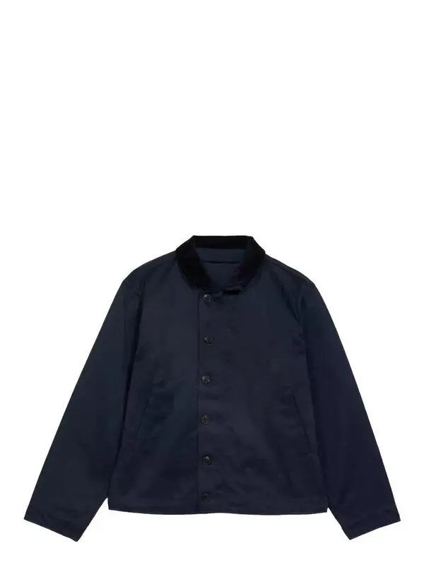 FORTELA Deck Herringbone Jacket With Corduroy Collar - Blue