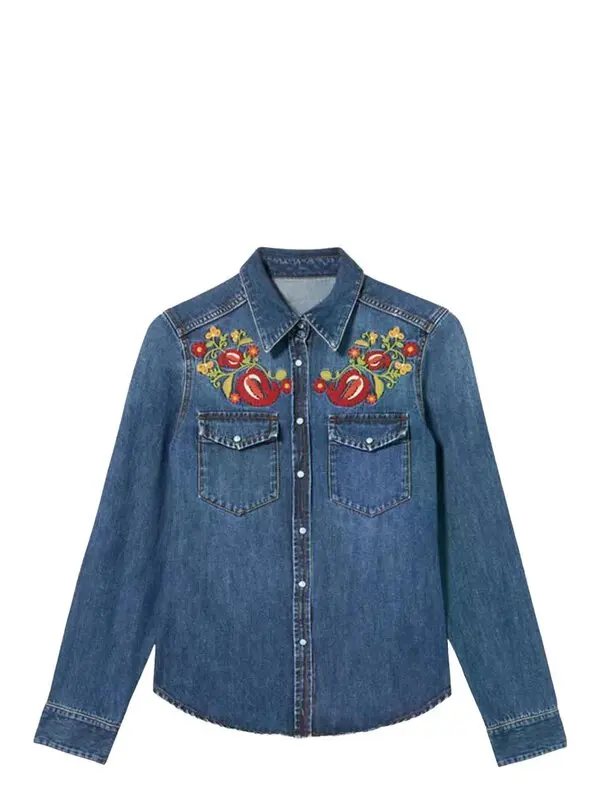 FORTELA Brigitter Floral-embroidered Shirt - Blue