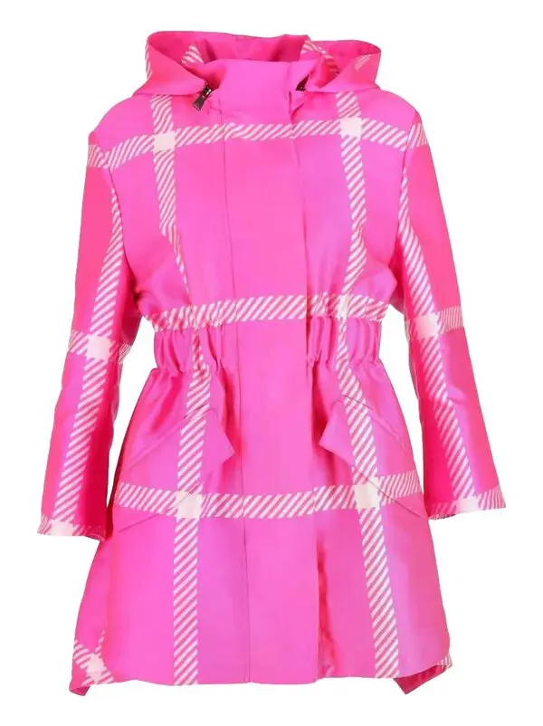 Fendi Tartan-pattern Hooded Raincoat - Pink