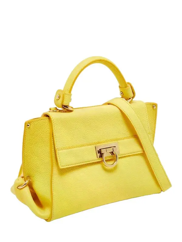 FERRAGAMO Sofia Leather Satchel - Yellow