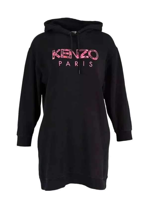 Kenzo Logo-detail Hooded Dress - Black