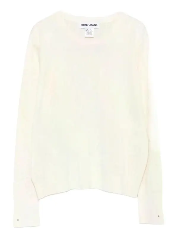 Dkny Logo-detail Long-sleeve Sweater - Neutrals