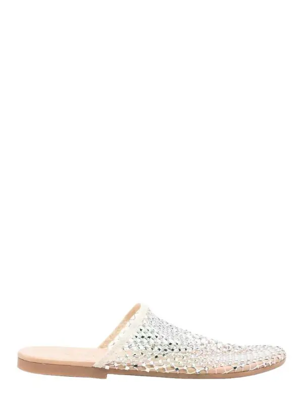 ALYSI Woven Net-detail Flat Mules - White