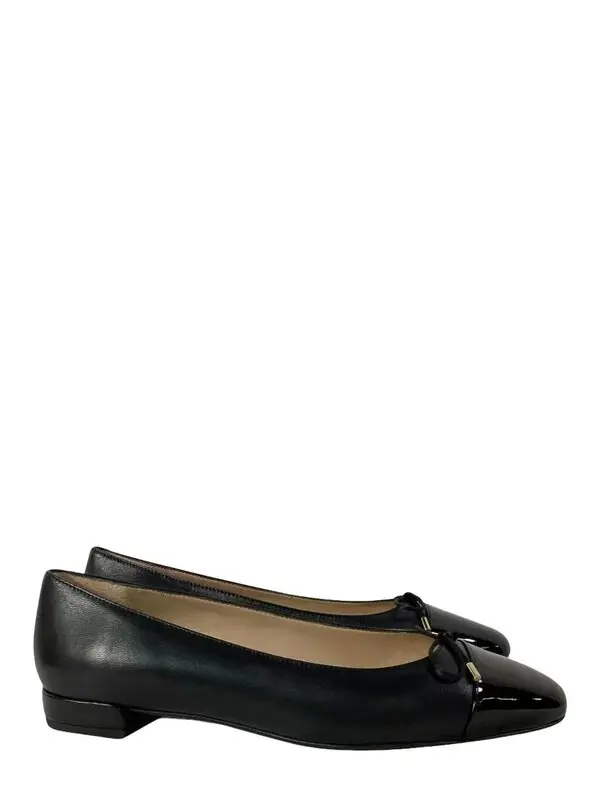 STUART WEITZMAN Bow-detail Leather Flat Pumps - Black
