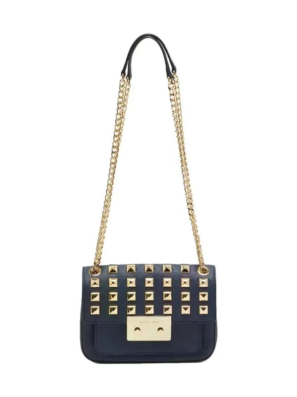 Michael Kors Sloan Stud-embellished Leather Shoulder Bag - Blue