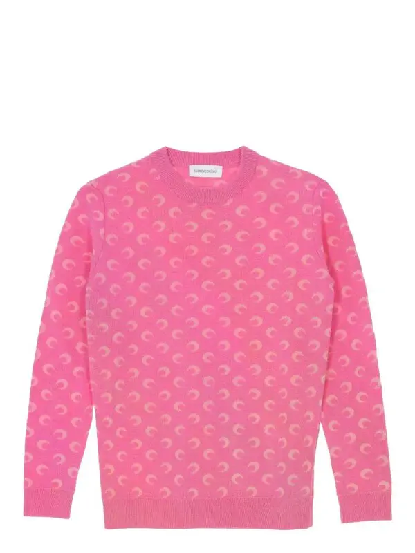MARINE SERRE Moon Jacquard Crew-neck Sweater - Pink