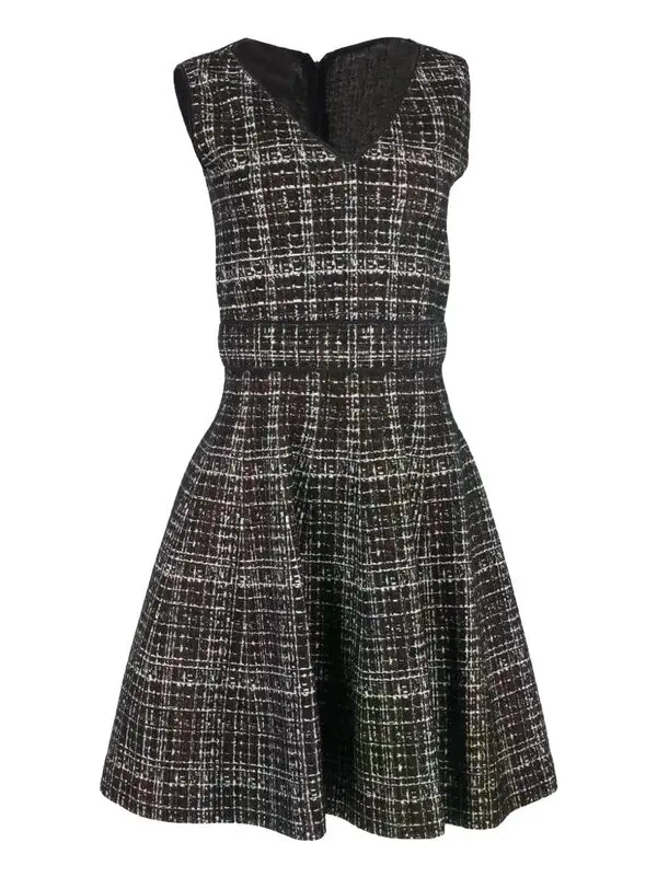 Prada Flared Plaid Dress - Brown