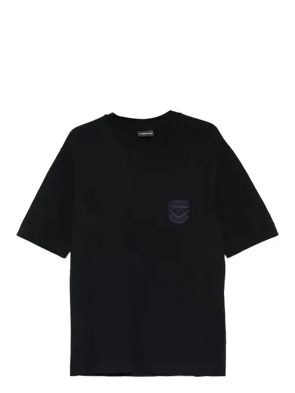 Emporio Armani Crew-neck Logo-appliqué T-shirt - Black