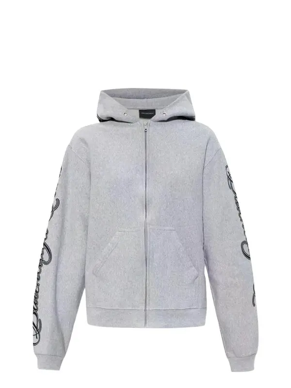 Balenciaga Logo Zip-up Hoodie - Grey