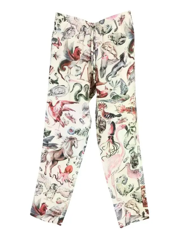 Valentino Garavani Animal-design Straight-leg Trousers - Neutrals